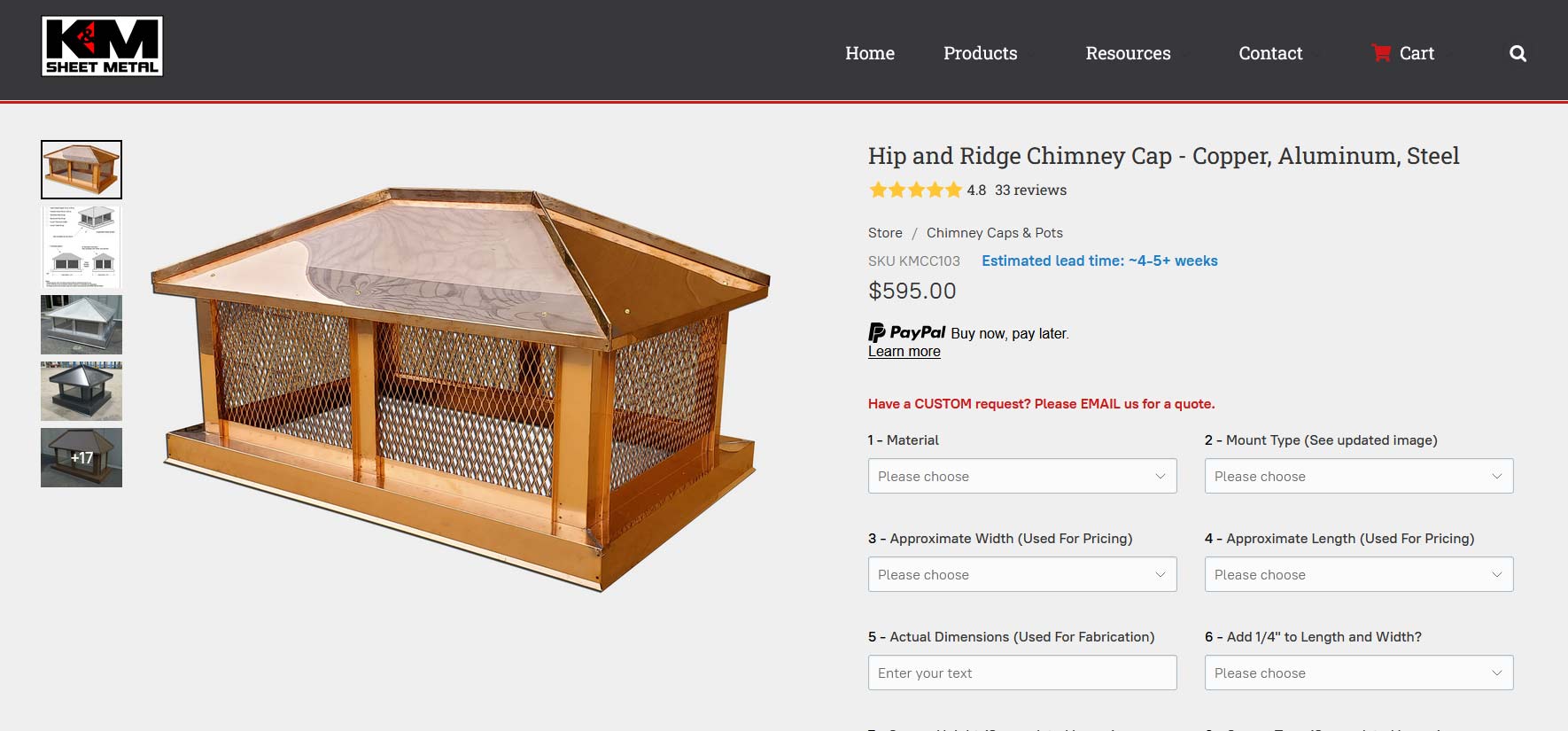 K&M Custom Hip and Ridge Multi-Flue Chimney Caps - Adam Chimney Sweep